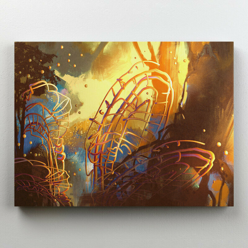 Интерьерная картина на холсте "Абстрактные деревья - фантастический лес" размер 40x30 см