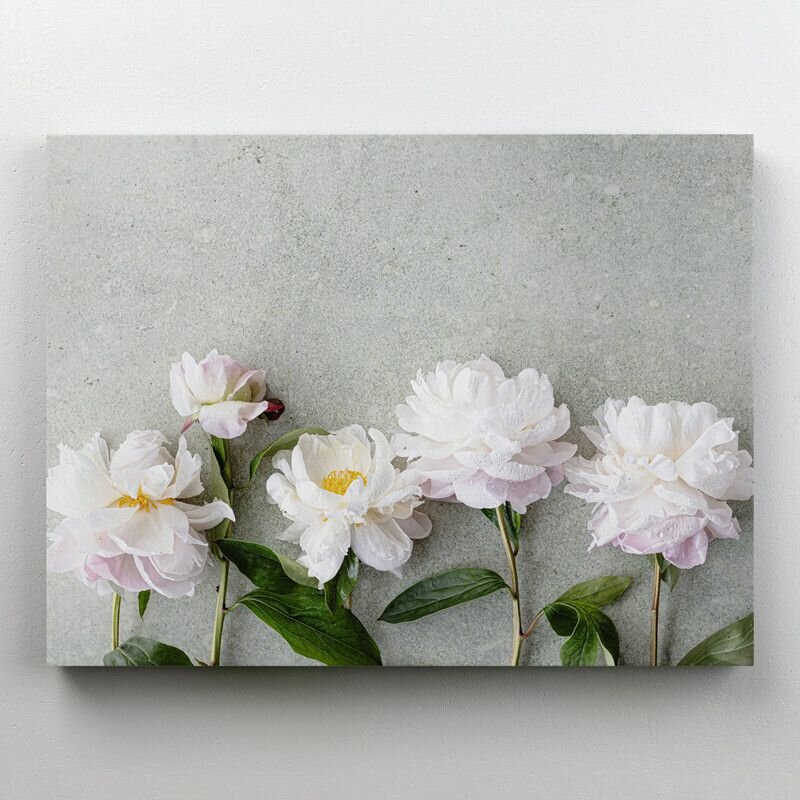 Интерьерная картина на холсте "Натюрморт - белые пионы" размер 40x30 см