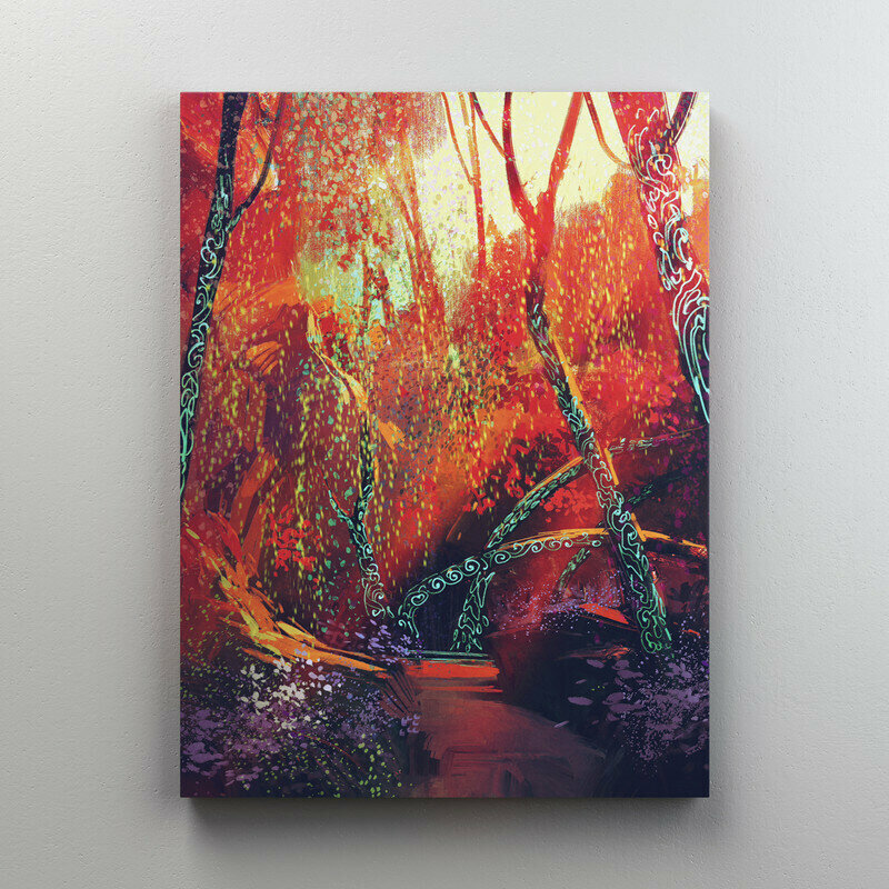 Интерьерная картина на холсте "Живопись волшебные деревья" размер 45x60 см