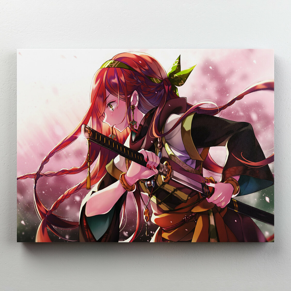 Интерьерная картина на холсте "Девушка с мечом" аниме, 40x30 см