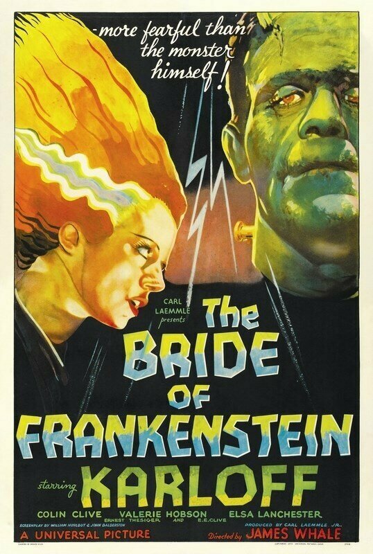 Плакат, постер Невеста Франкенштейна (Bride of Frankenstein), Джеймс Уэйл на холсте, размер 30х42см