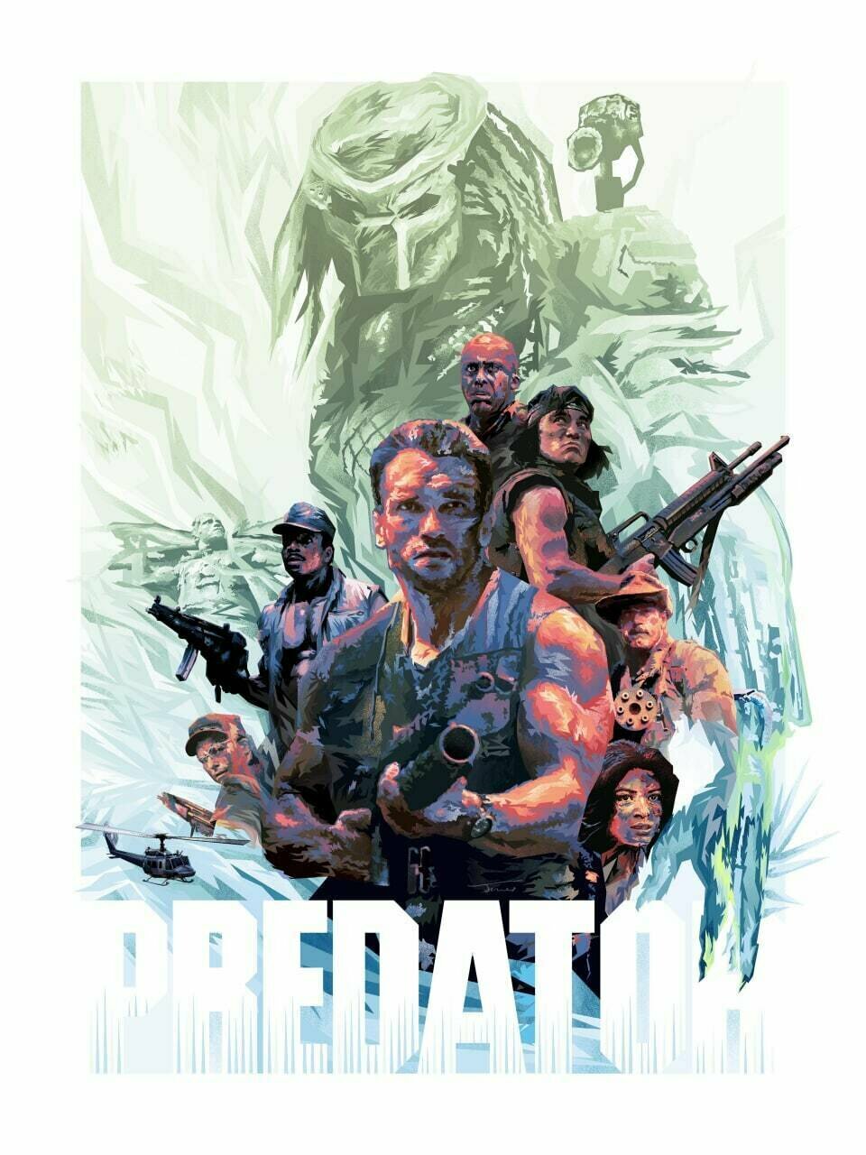 Плакат, постер Хищник (Predator, 1987г) на бумаге, размер 30х42см