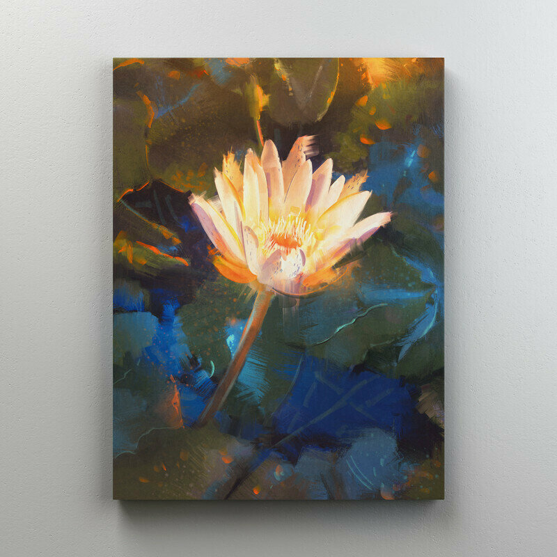 Интерьерная картина на холсте "Цветение речной лилии - арт" размер 22x30 см