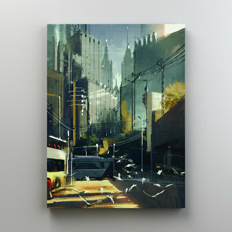 Интерьерная картина на холсте "Небоскребы вдали" размер 45x60 см