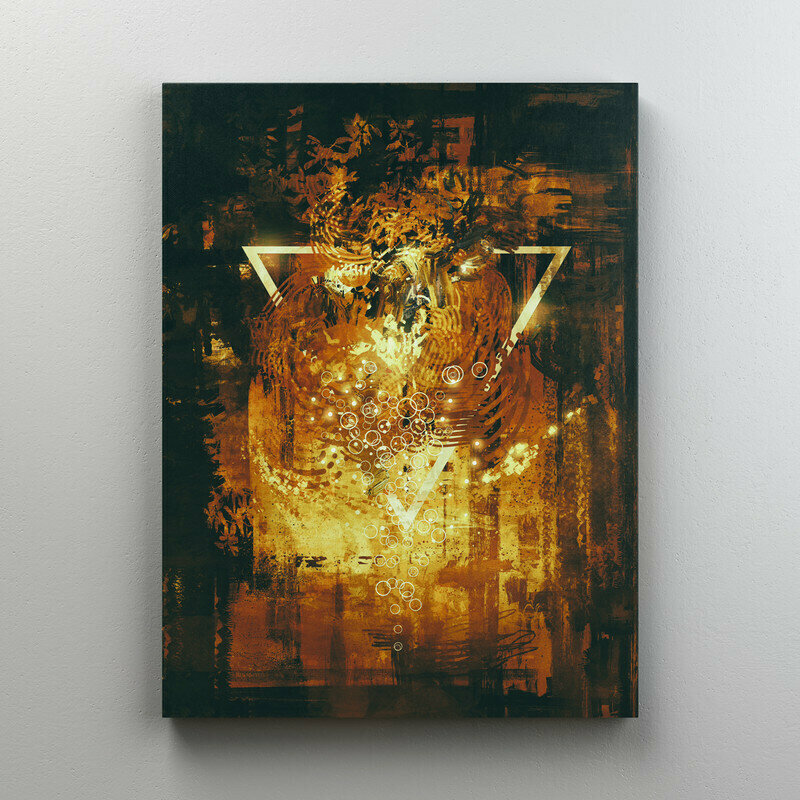Интерьерная картина на холсте "Абстракция золотой треугольник" размер 22x30 см
