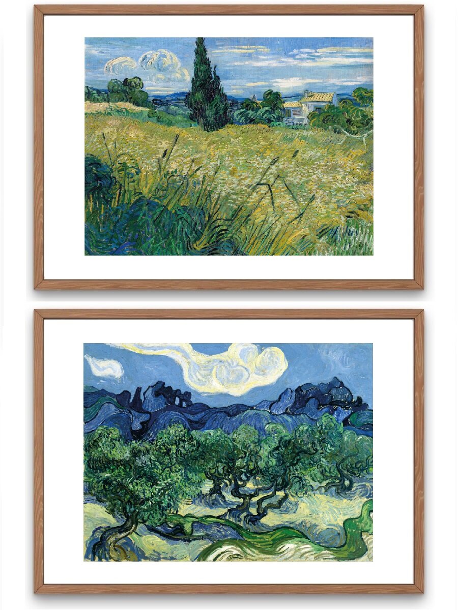 Набор интерьерных постеров "Картины Винсента Ван Гога. Пейзажи в зеленых тонах" 2 шт 30 х 40 см. (без рамок)