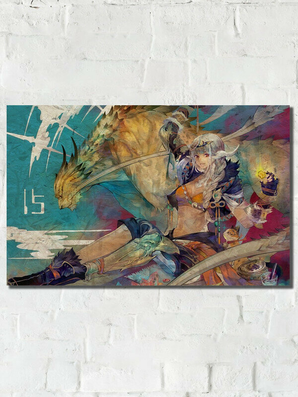 Картина интерьерная на рельефной доске, размер 47х30, материал ОСП игра Final Fantasy XIV - 11152 Г