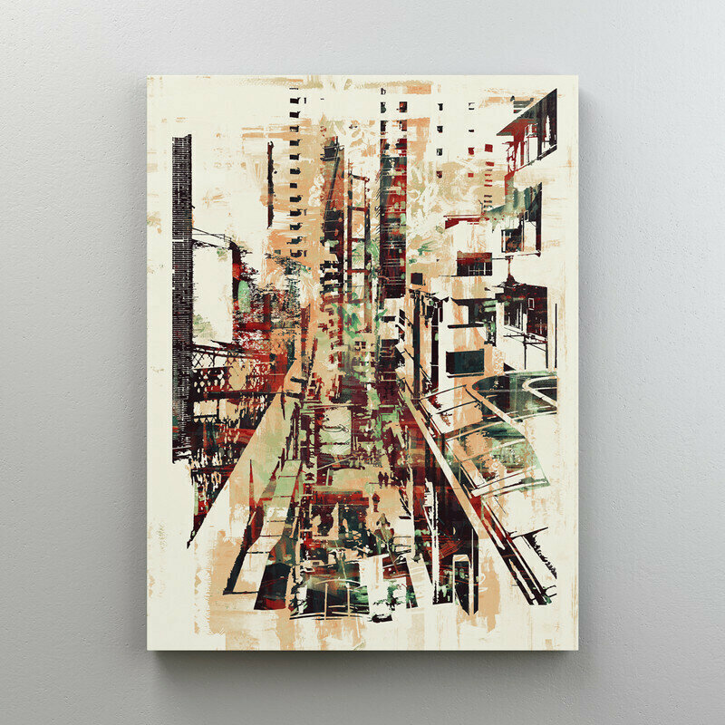 Интерьерная картина на холсте "Городской пейзаж - милитари" размер 45x60 см