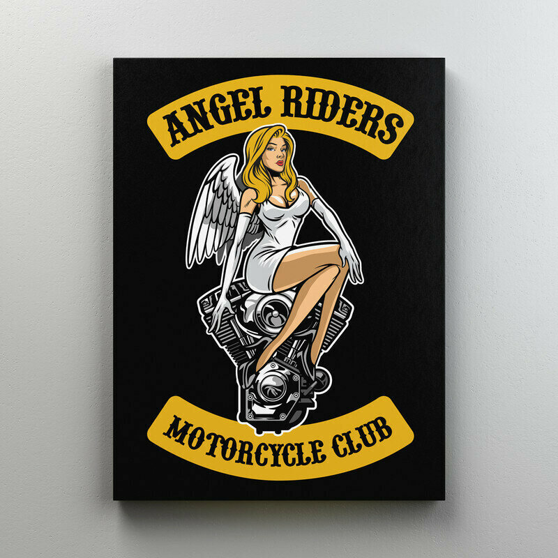 Интерьерная картина на холсте "Винтажный постер - Мотоклуб" размер 22x30 см