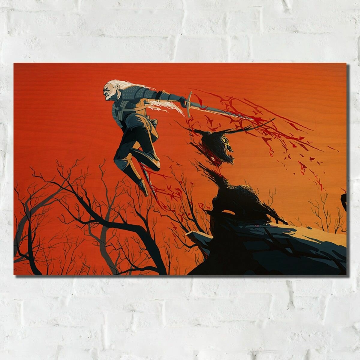 Картина интерьерная на дереве Witcher 3 Wild Hunt Ведьмак, Рпг, фэнтези - 14382