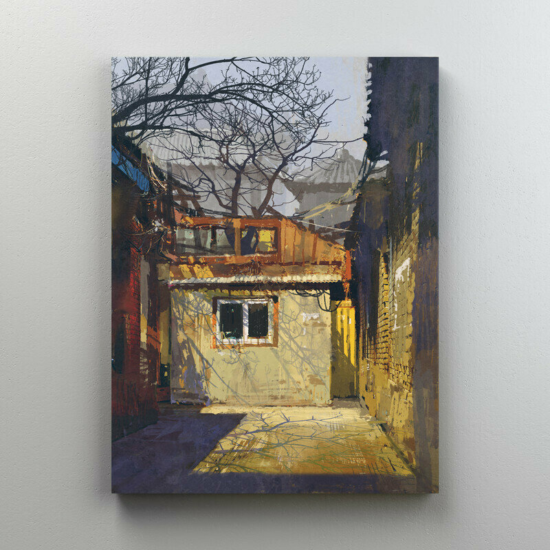 Интерьерная картина на холсте "Заброшенный дом" размер 30x40 см