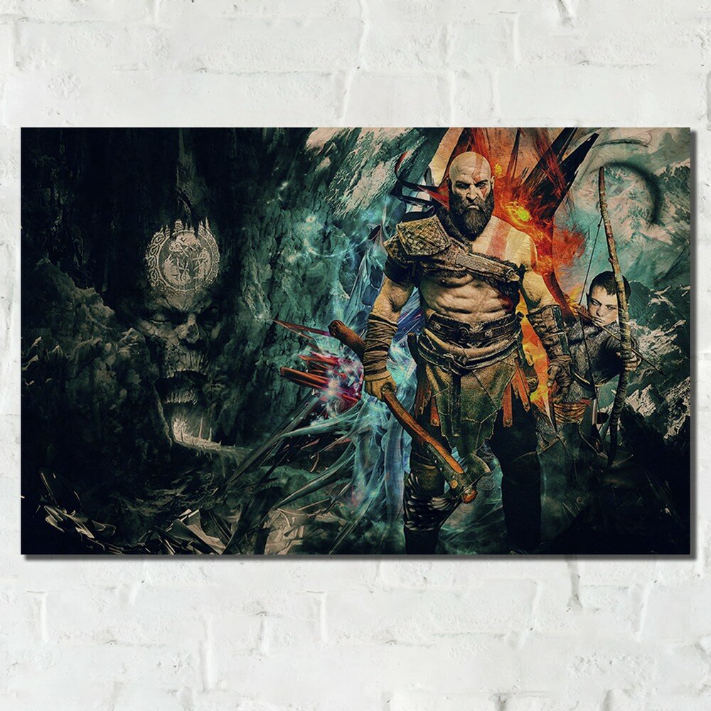 Картина интерьерная на рельефной доске ОСП Игры God of War IV - 14214