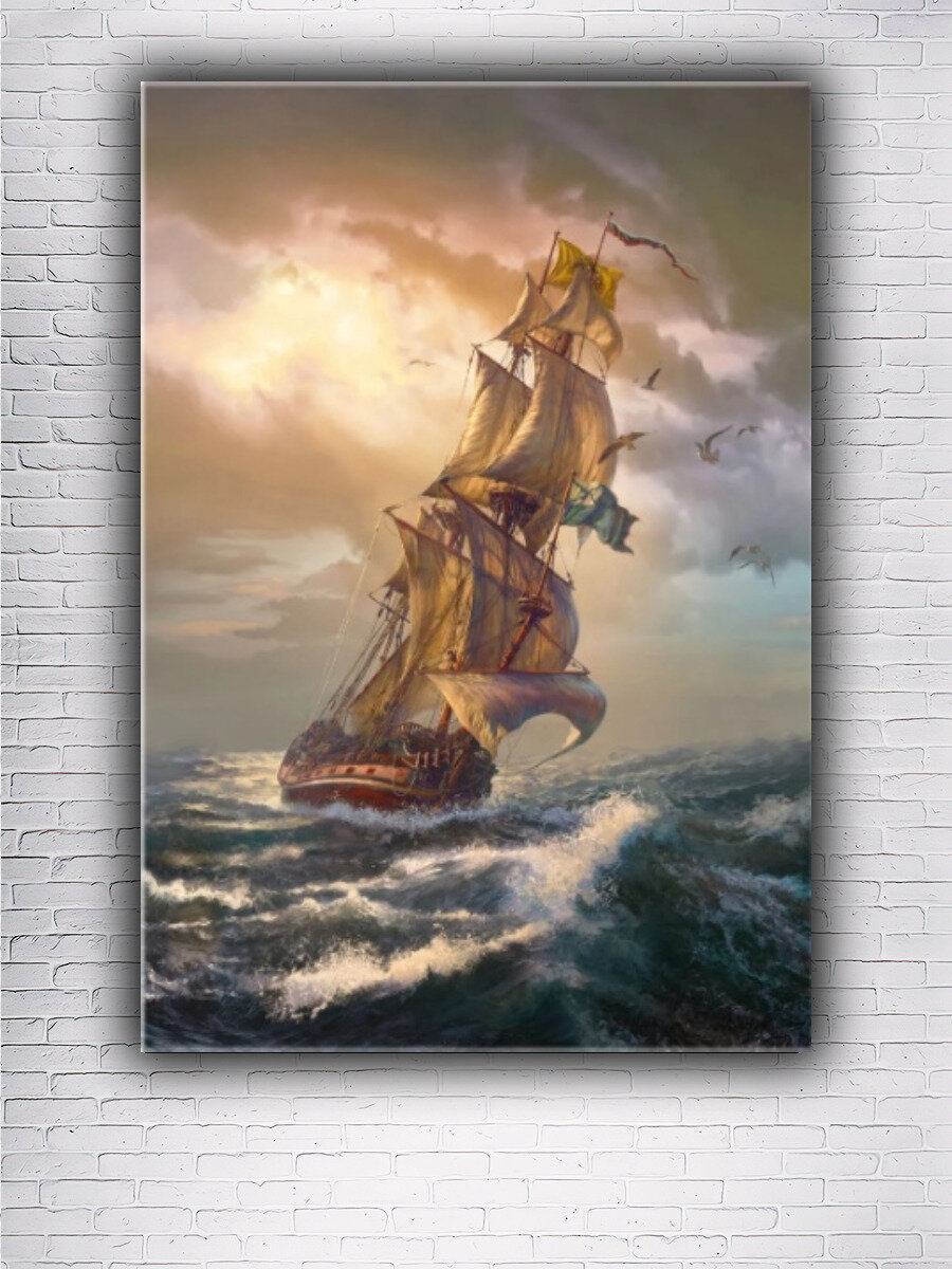 Картина на холсте для интерьера - Корабль 40х60