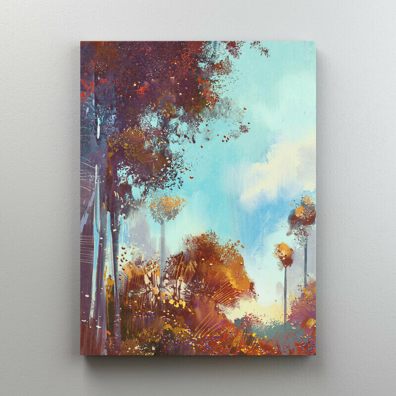 Интерьерная картина на холсте "красочный лес" размер 22x30 см