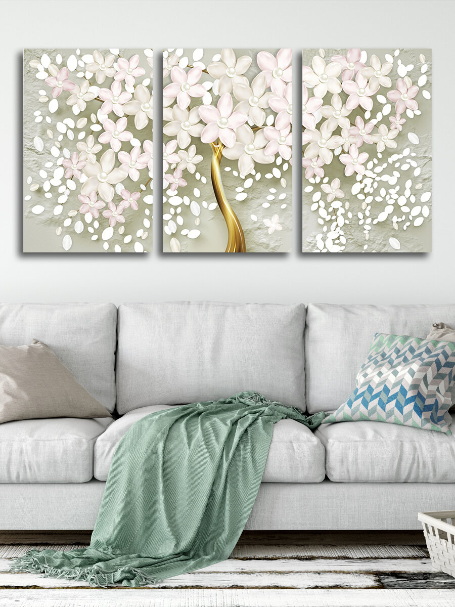 Картина на холсте LOFTime 3шт 35Х55 золотое дерево К-399-5535