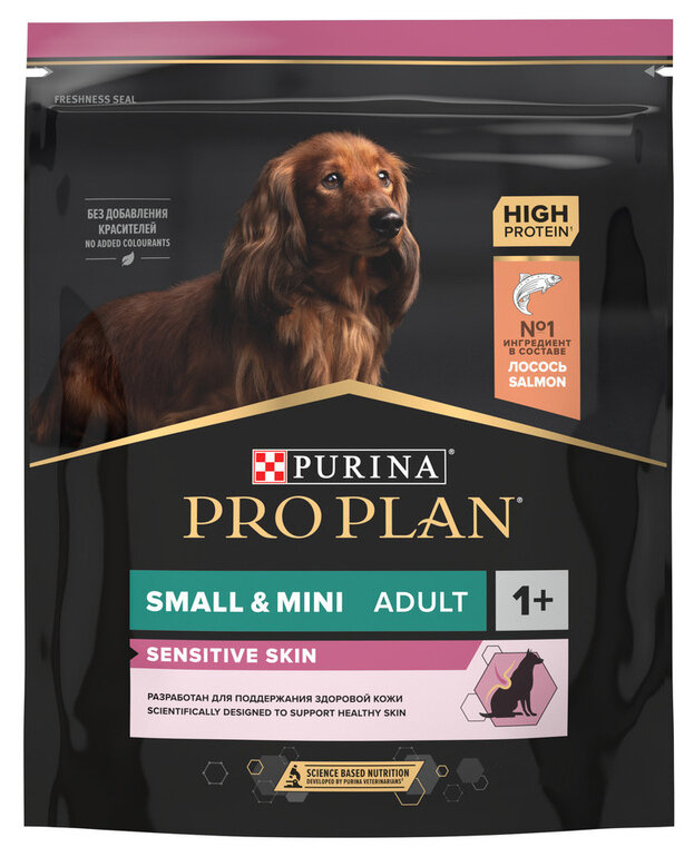 Purina Pro Plan Для взрослых собак мелких и карликовых пород с чувствительной кожей с лососем (Adult Small Sensitive), 700г 0.7 кг