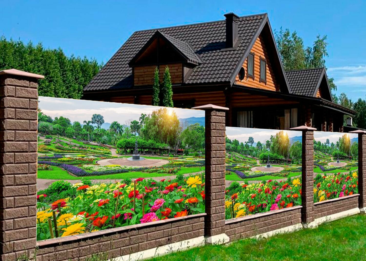 Фотосетка для забора и фасада 2,5 х 4 м с люверсами / Парк