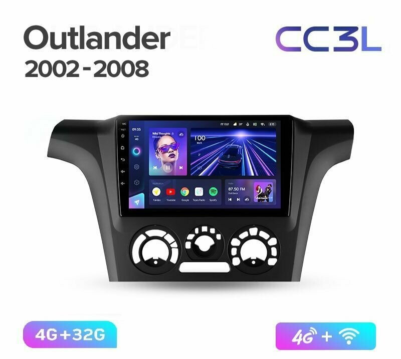 Магнитола TEYES MITSUBISHI OUTLANDER 1 2002-2008 г.(комплектация F1) CC3L 4/32ГБ.