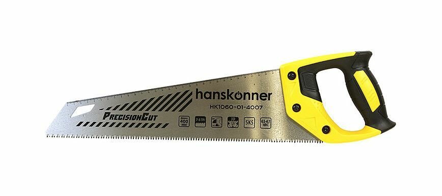 Ножовка по дереву Hanskonner HK1060-01-4007 (400мм, 7-8 TPI, SK5, 3D зуб, чистый рез)