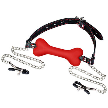 68046 ToyFa Theatre Bone Bit Gag, черный. Кляп-трензель в виде косточки