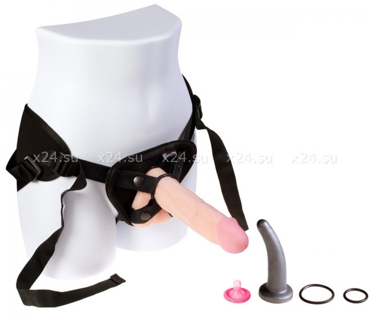 Страпон-трусики с вибратором и анальным стимулятором UNI STRAP 7' (12 режимов, вторая кожа)