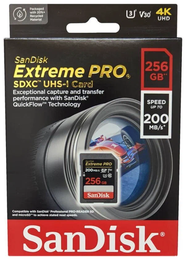 Карта памяти SanDisk SDXC 256GB Extreme Pro UHS-I V30 U3 200/140 MB/s