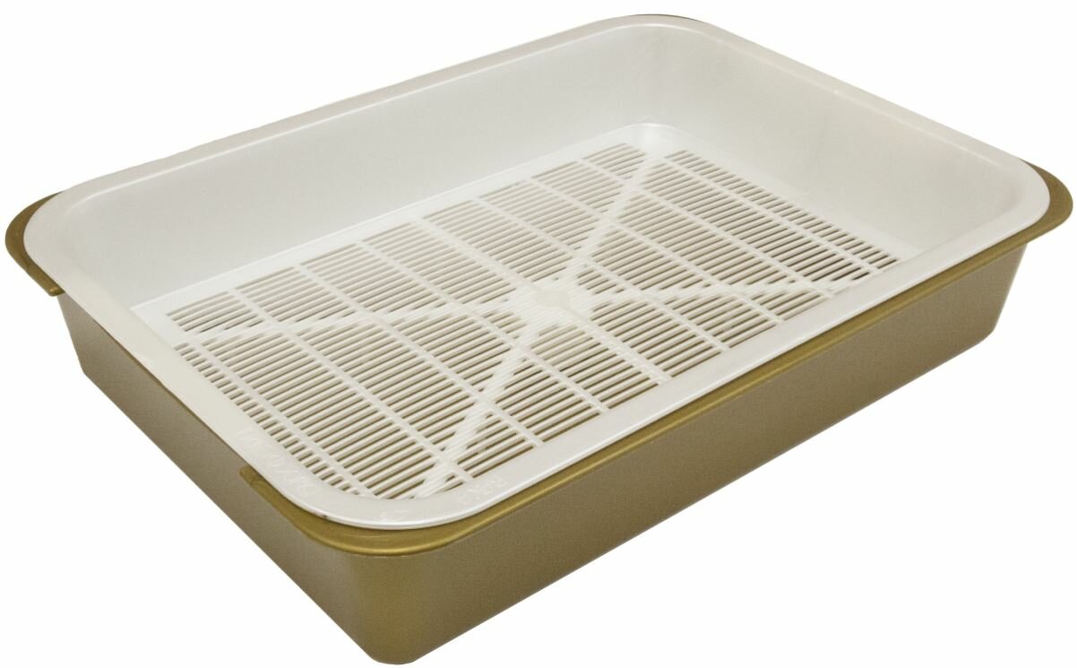 Вака Туалет для кошек "Люкс с сеткой", 38*27,5*8см, золото/перламутр