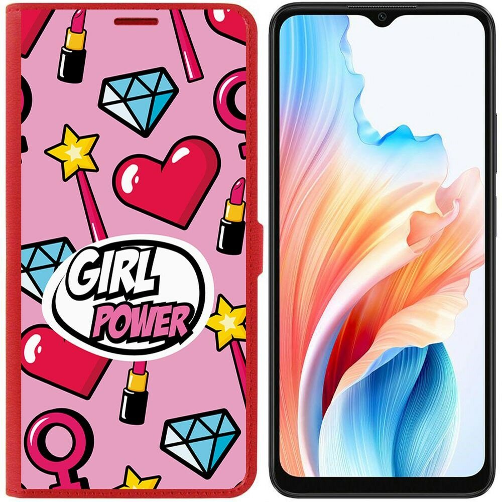 Чехол-книжка Krutoff Eco Book для Oppo A38 4G Girl Power (красный)