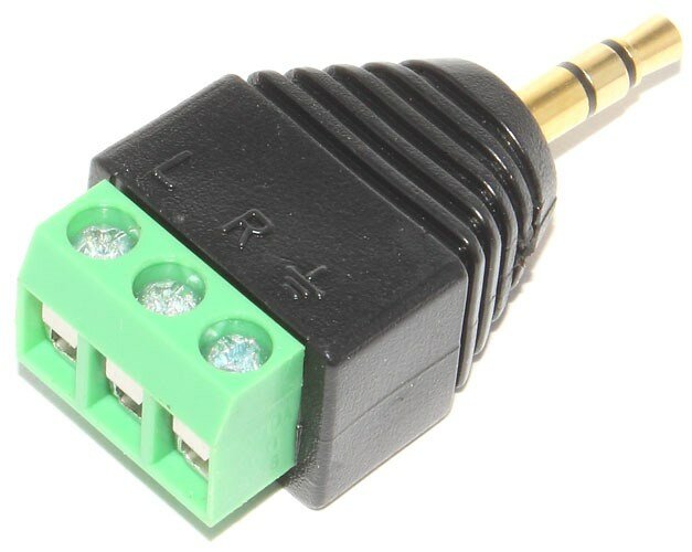 Переходник (разъём) Mini Jack 3.5 мм "стерео" "папа" - клеммная колодка