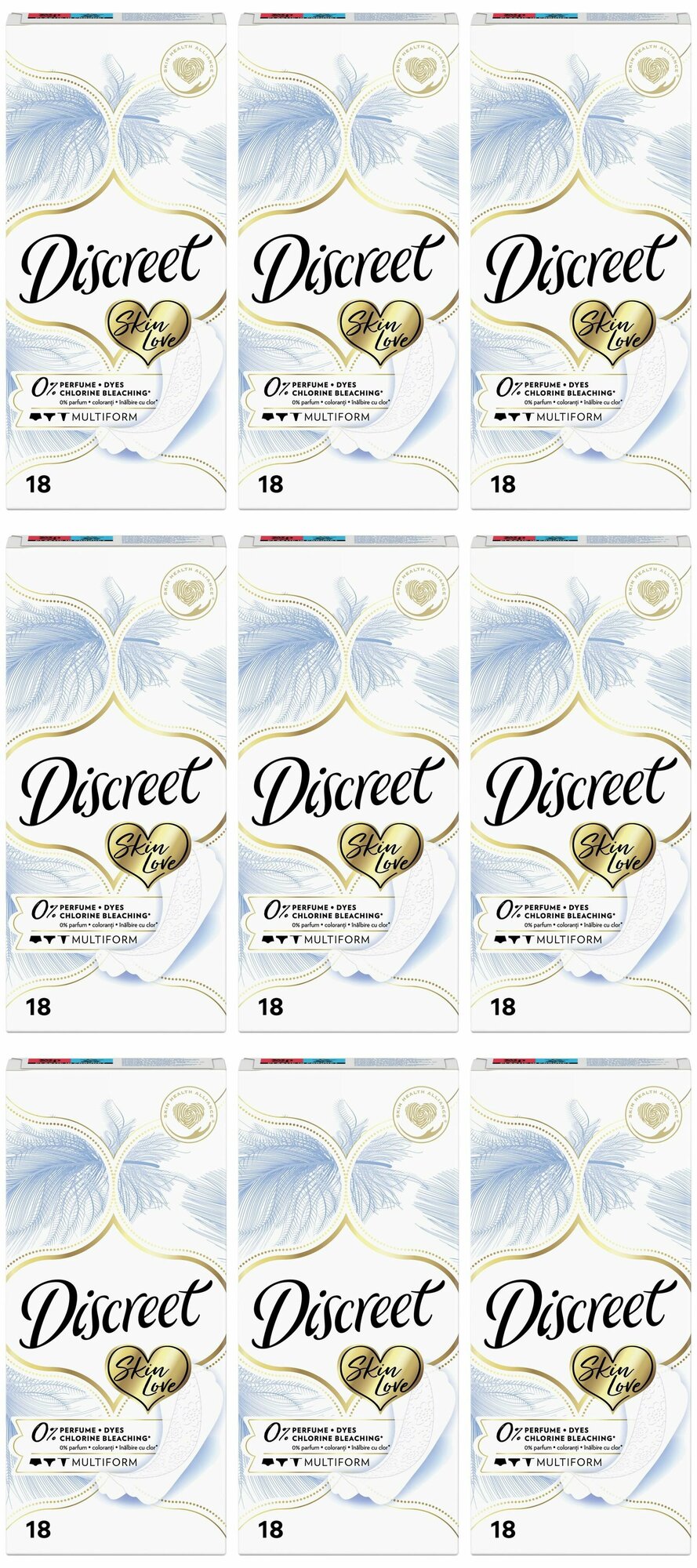 Discreet Прокладки ежедневные Skin Love Multiform, 18 шт, 9 уп.