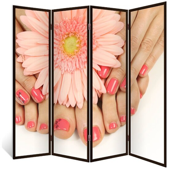 Ширма перегородка Декор Депо для комнаты деревянная "Коралл" двухсторонняя с картинкой (мода и красота) 4 створки венге 176х185 см 14 кг