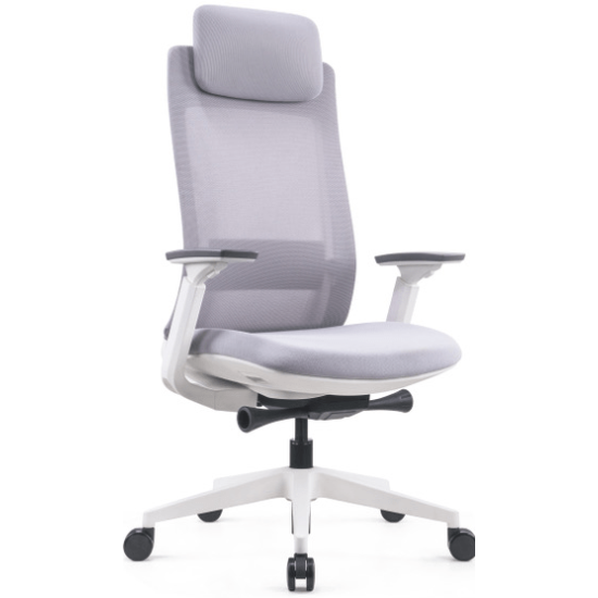 Кресло офисное Norden Oslo серая сетка /серый пластик / база белая