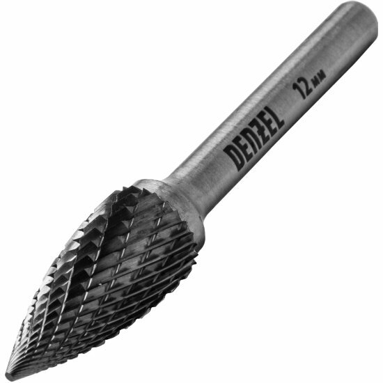Борфреза по металлу твердосплавная Denzel , параболическая заостренная, тип-G, 12 мм, 72049