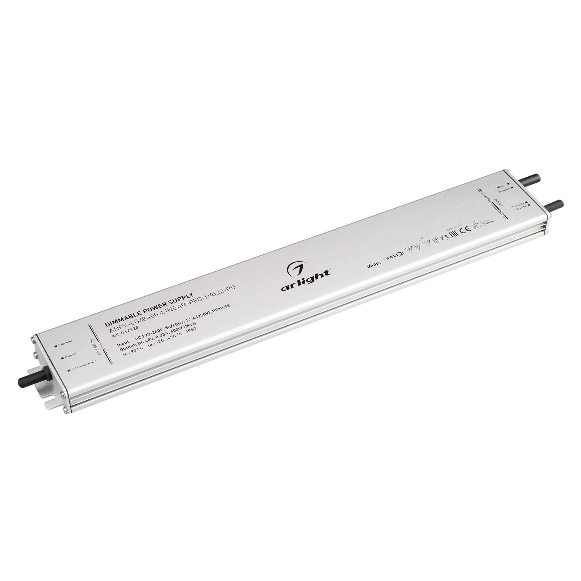 Блок питания ARPV-LG48400-LINEAR-PFC-DALI2-PD (48V, 8.3A, 400W) (Arlight, IP67 Металл, 5 лет) 037926