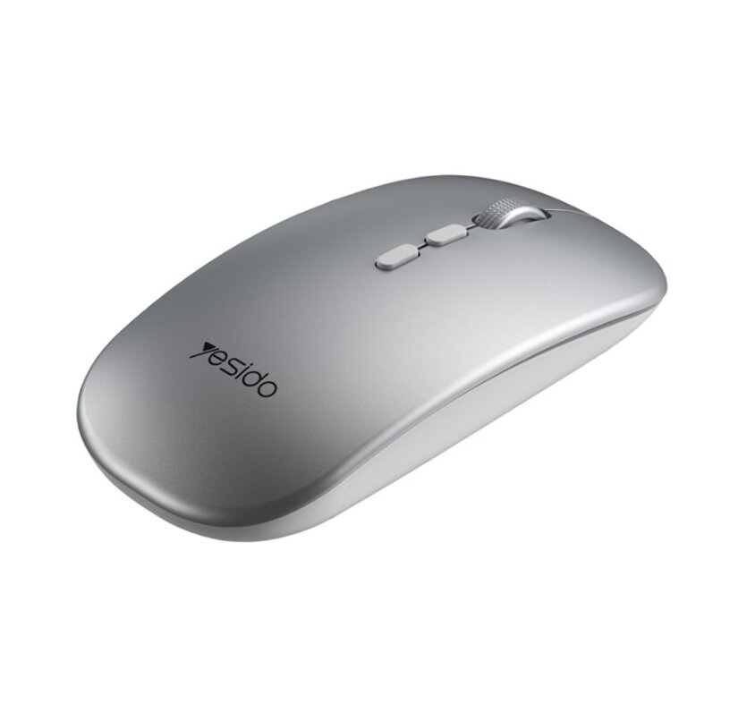Беспроводная мышь Yesido KB15 с встроенным аккумулятором 280 mAh, 1600DPI, 2.4 Ghz, Серебристый+Белый