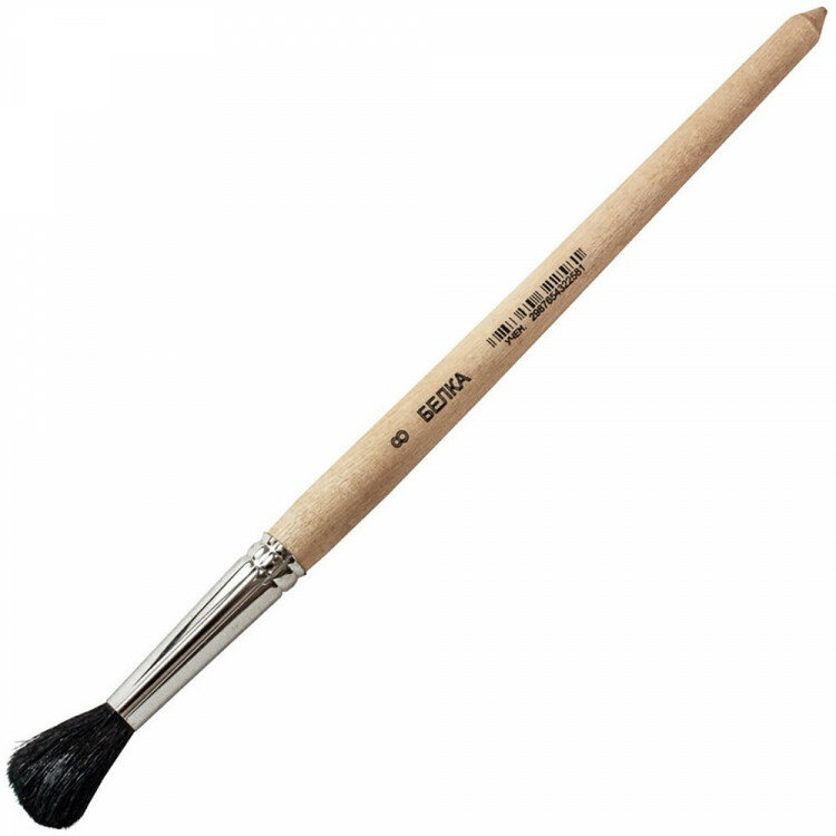 Кисть ученическая белка №08 круглая. Количество в наборе 5 шт.