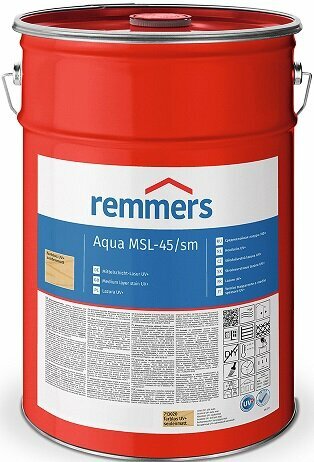 Лазурь-Гель Водная Remmers Aqua MSL-45/sm 0.75л Бесцветная для Защиты и Декоративной Отделки Древесины с Высокой УФ-Защитой.