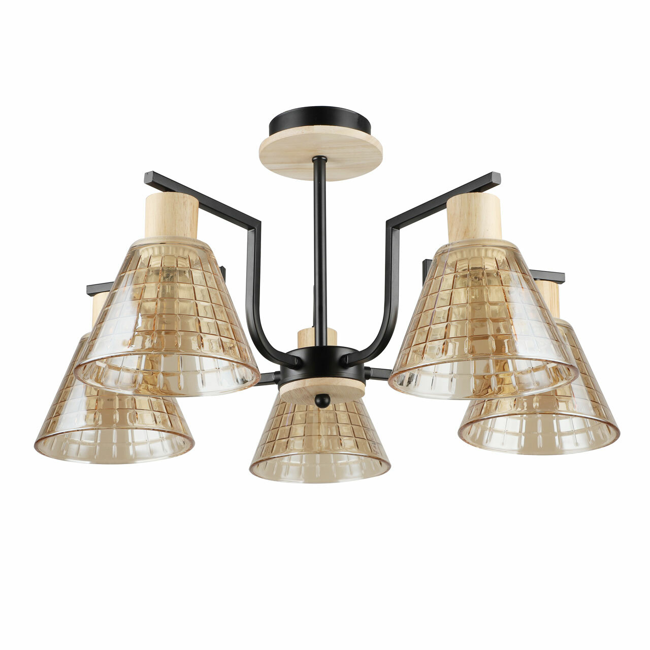 Люстра потолочная, светильник ясенсвет Дэла 635016605, 5*60W E27 2700К, цвет: черный, золотой