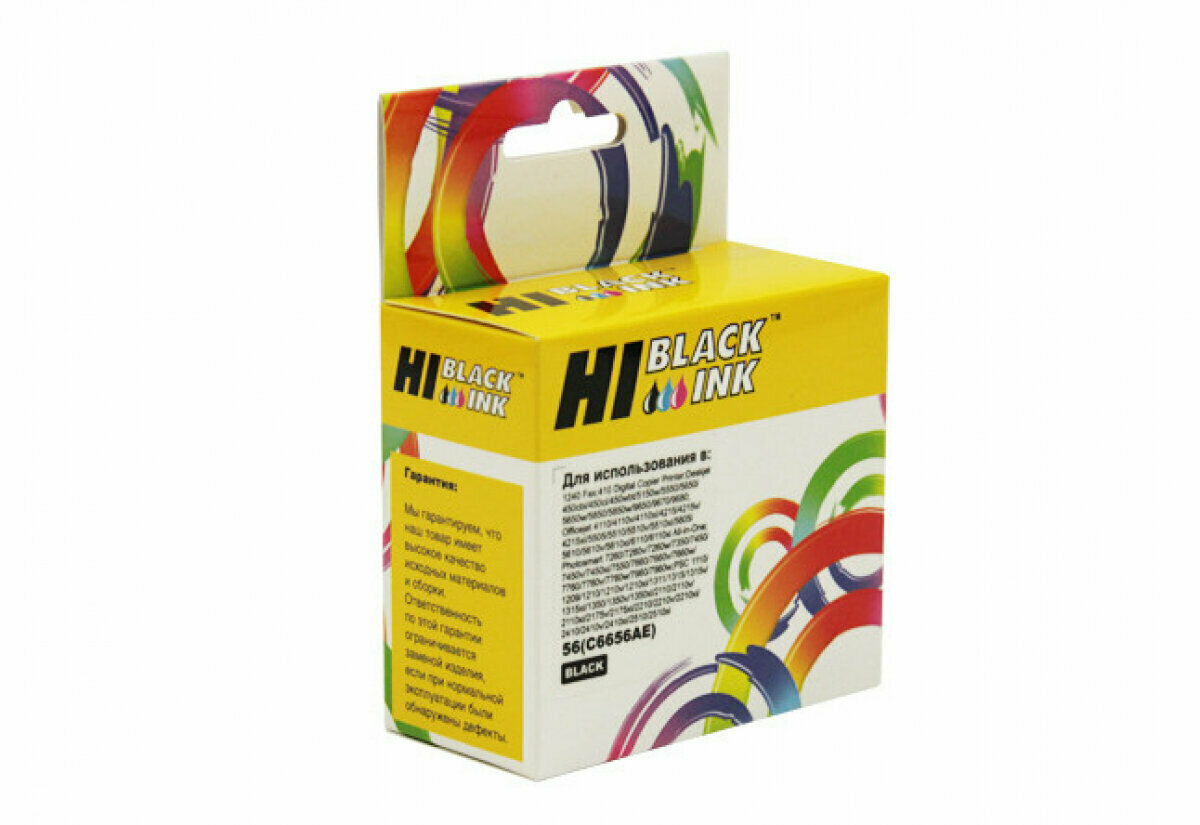 Картридж Hi-Black (HB-C6656AE) для HP PCS 2100/DJ 5550/450/PS7150/7350/7550, №56, Bk
