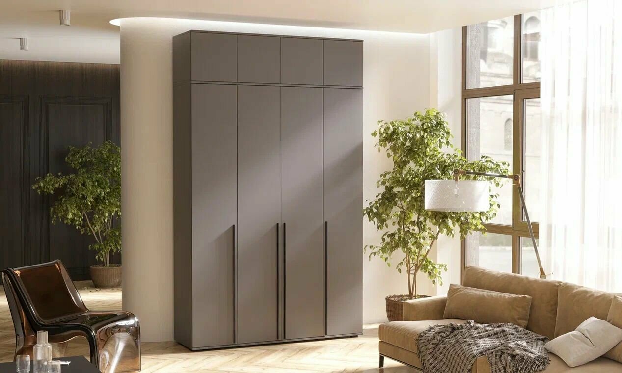 Шкаф для одежды 4-х створчатый распашной с антресолью 1,6 "Норд" Графит