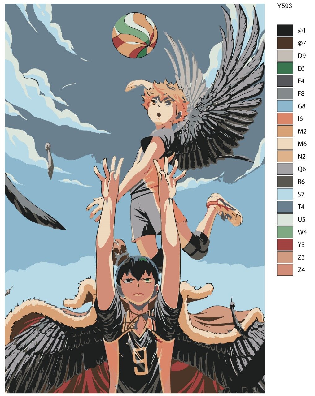 Картина по номерам Y-593 "Аниме Волейбол. Тобио Кагэяма и Шоё xината" 70x110