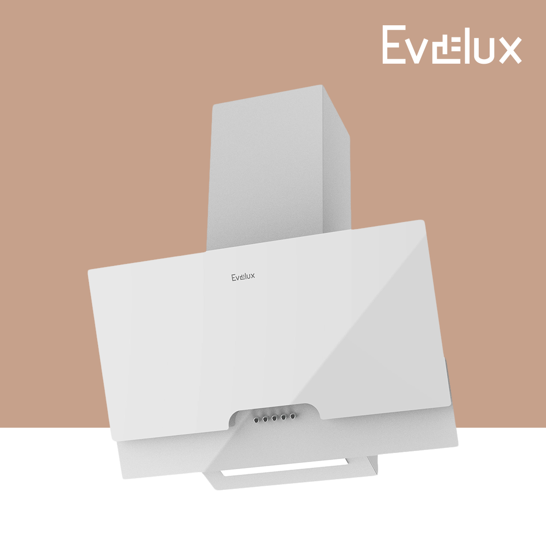 Наклонная вытяжка Evelux Rikka 60 WG ширина 60 см, производительность 900 м3/ч, 3 скорости, белая