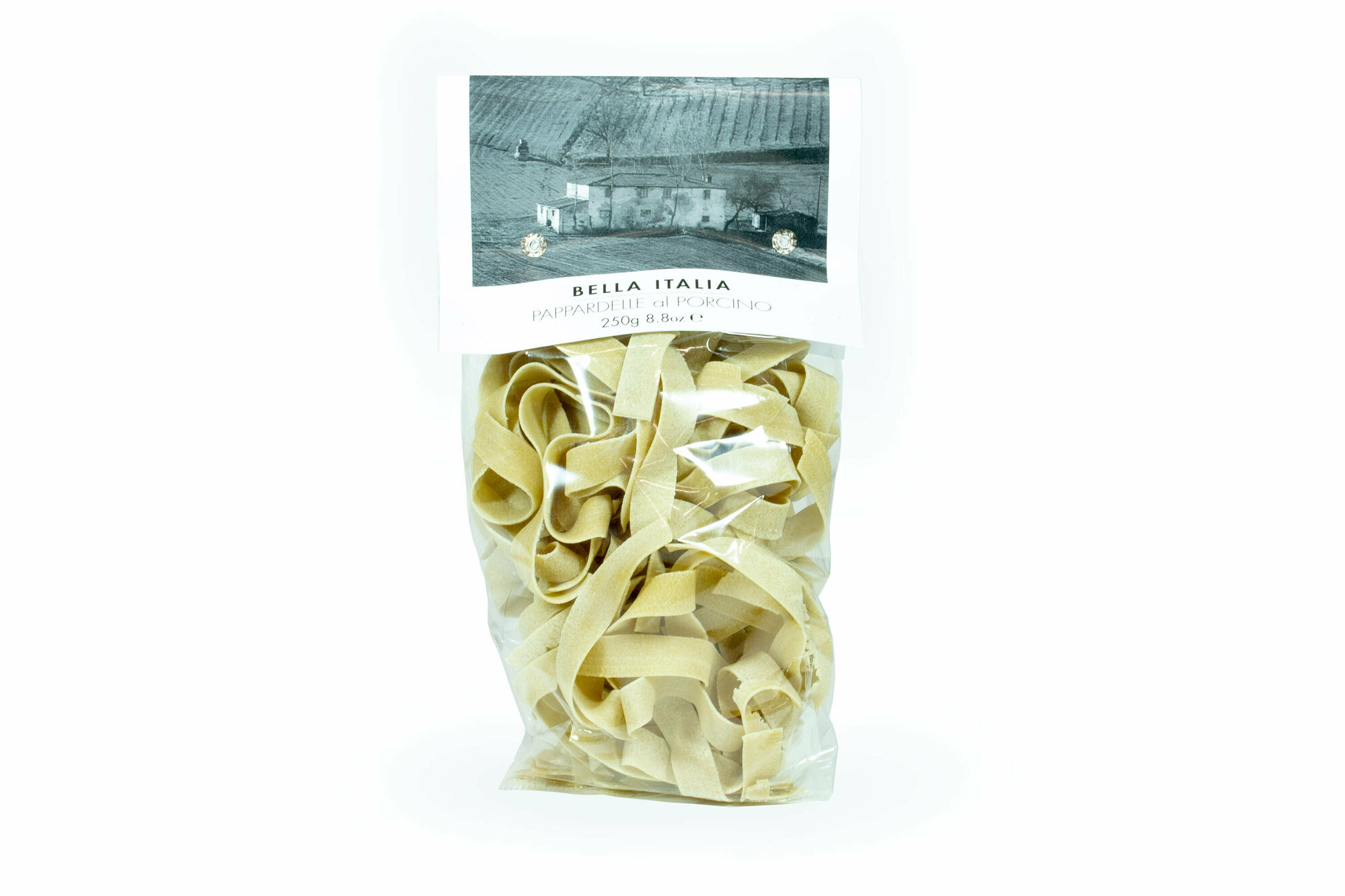 Паппарделле с белыми грибами BELLA ITALIA, паста из твердых сортов пшеницы, UMBRO, 0,25 кг