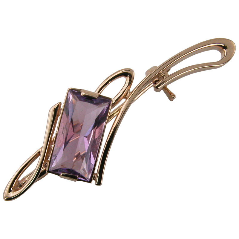 Брошь ALORIS, красное золото, 585 проба, аметист