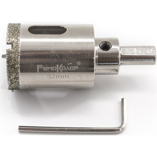 Коронка алмазная по стеклу и керамограниту Ремоколор , 32 х 67 мм, центрирующее сверло, (шт.)