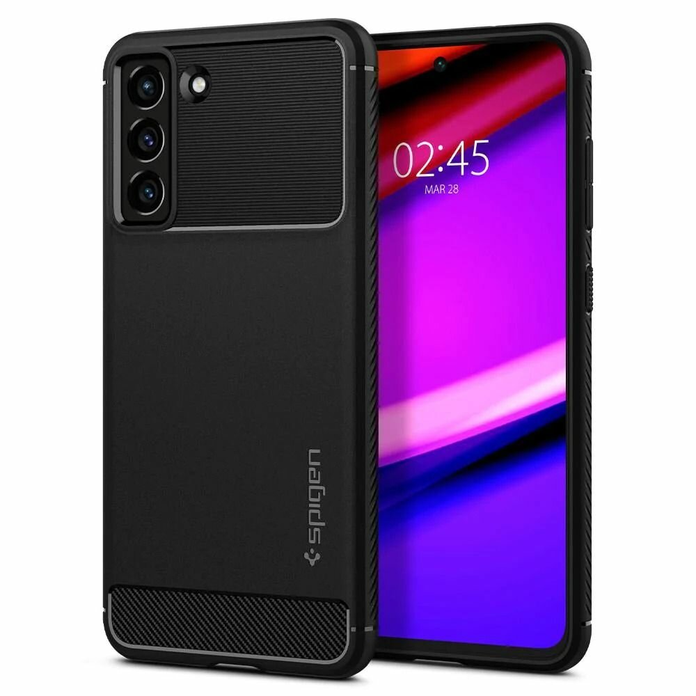 Чехол Spigen на Samsung Galaxy S21 FE (ACS03049) Rugged Armor / Спиген чехол для Галакси С21 ФЕ накладка, противоударный, с защитой камеры, черный