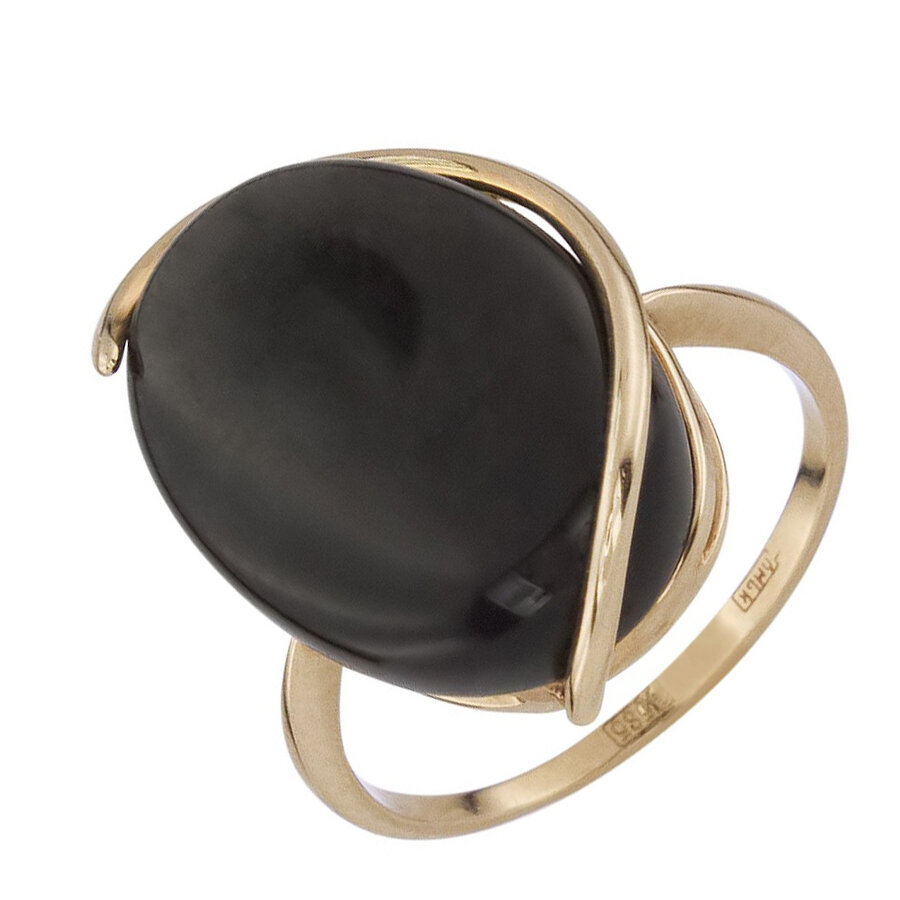 Кольцо, красное золото, 585 проба, оникс