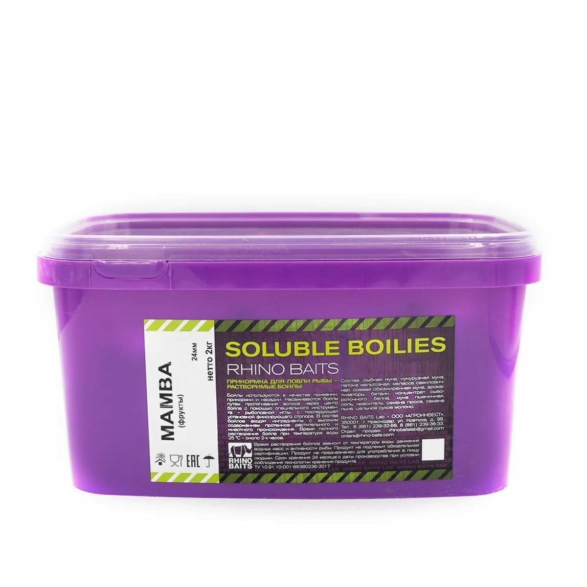 Бойлы тонущие 24 мм Фрукты Rhino Baits (Рино Бэйтс) - Boilies Natural Product Mamba, 2 кг