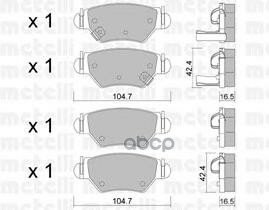 К-т дисков. тормоз. колодок OPEL Astra, Zafira 98- З Metelli арт. 2202590