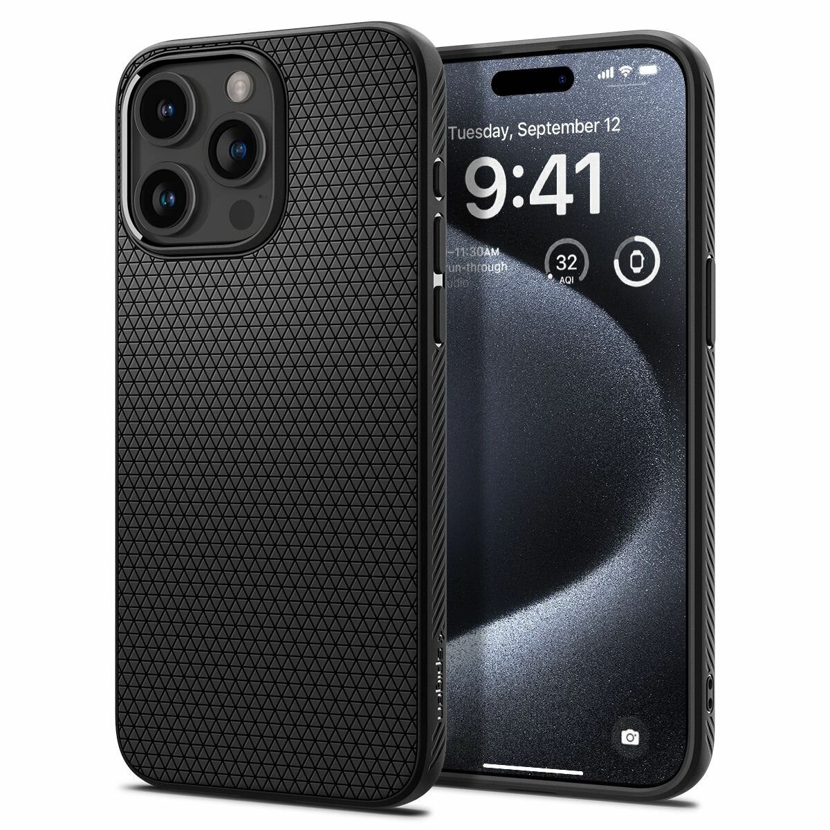 Чехол Spigen на Apple iPhone 15 Pro (ACS06704) Liquid Air / Спиген чехол для Айфон 15 Про накладка, противоударный, с защитой камеры, черный
